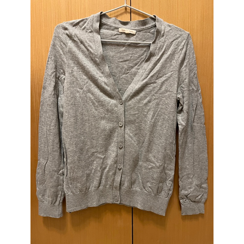 二手｜Lativ V領棉長袖薄外套 淺灰 | 蝦皮購物