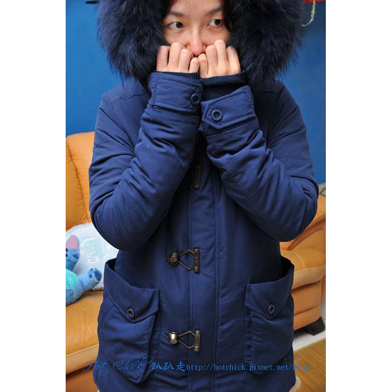 星級小舖 2號尺碼 SLY 藍色外套 大降價 真品 SLY N3B經典款棉服藍色大衣外套短款鐵扣款特賣 | 蝦皮購物