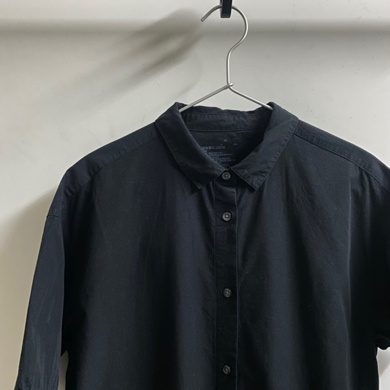 [近全新]原價1390$ 女有機棉涼感五分袖洋裝/黑色/M/無印良品MUJI | 蝦皮購物