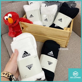 ADIDAS LOGO SOCKS 運動襪 厚底 長襪 白 黑 三雙一組 HT3446 IC1310 DOT 聚點 | 蝦皮購物
