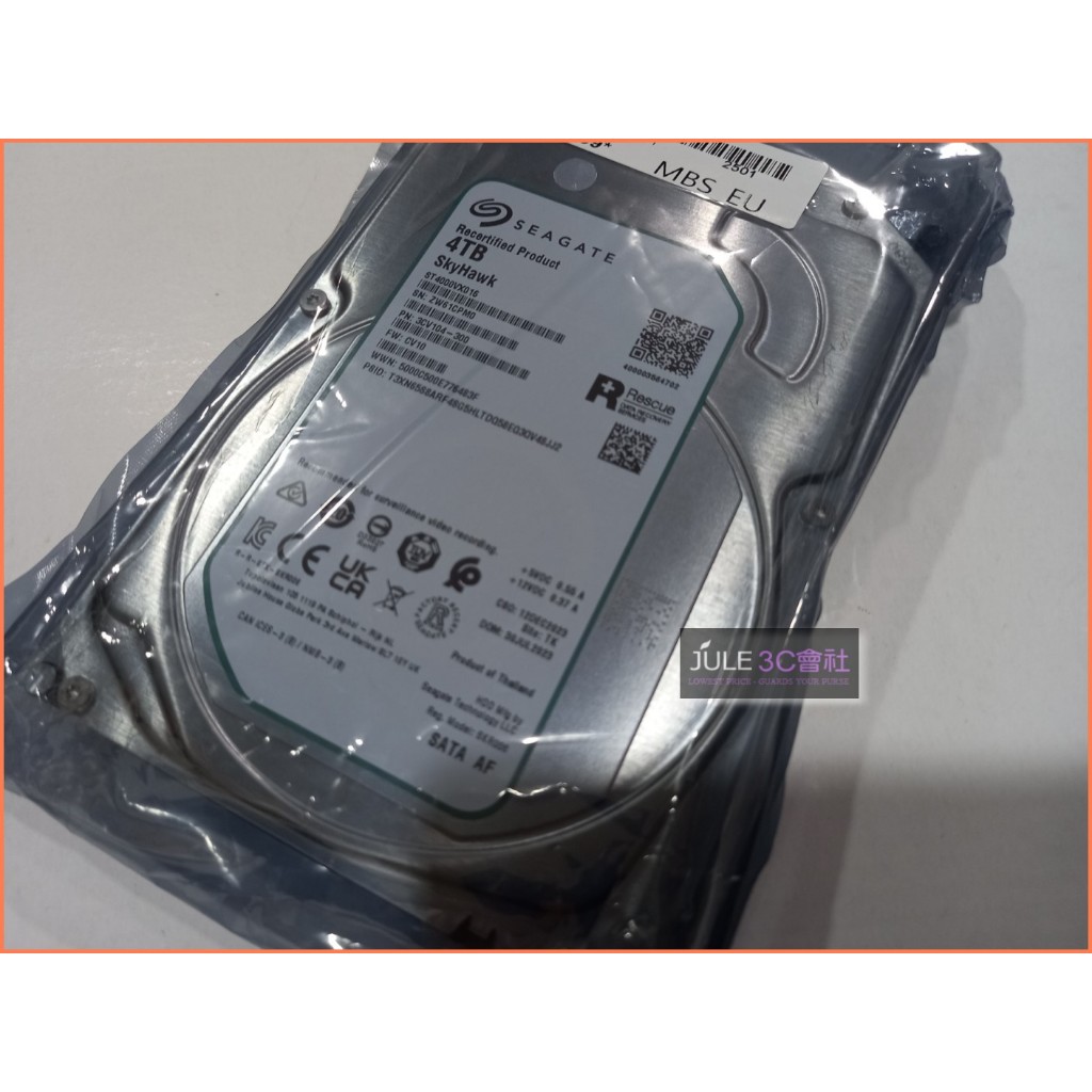 JULE 3C會社-希捷Seagate ST4000VX016 4TB 4T 監控/256M/SkyHawk/未拆 硬碟 | 蝦皮購物