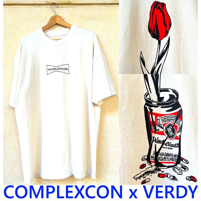 BLACK全新VERDY x COMPLEXCON展覽會場限定WASTED YOUTH米色奶茶色短T | 蝦皮購物