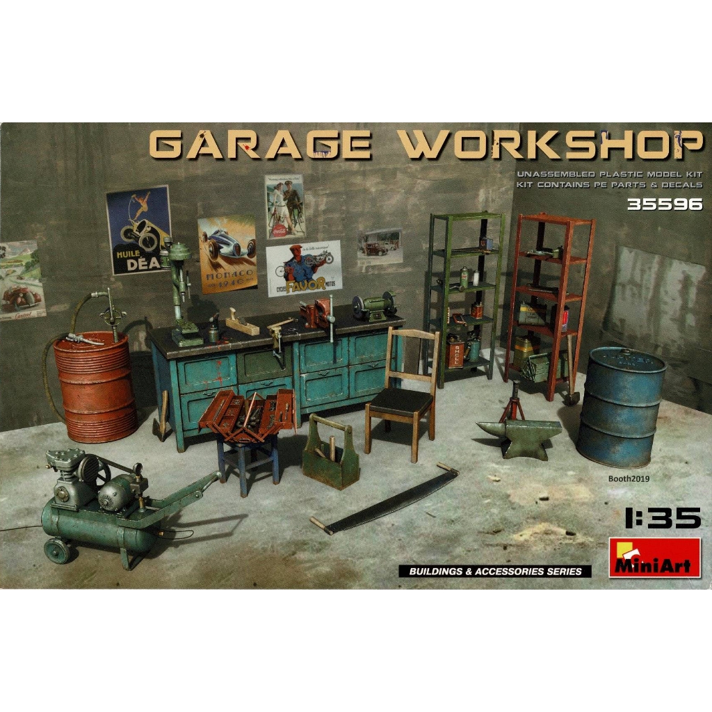 Carson Miniart 1/35 Garage Workshop車庫工作場組合模型（需膠水，無外盒，板件完整無缺） | 蝦皮購物