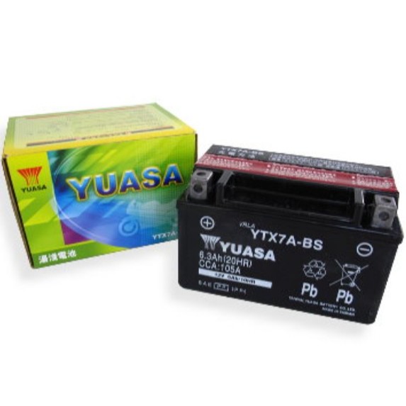 大林電子 】原廠全新品 YUASA湯淺電池 YTX7A-BS 七號電池 機車電池 未加水 | 蝦皮購物