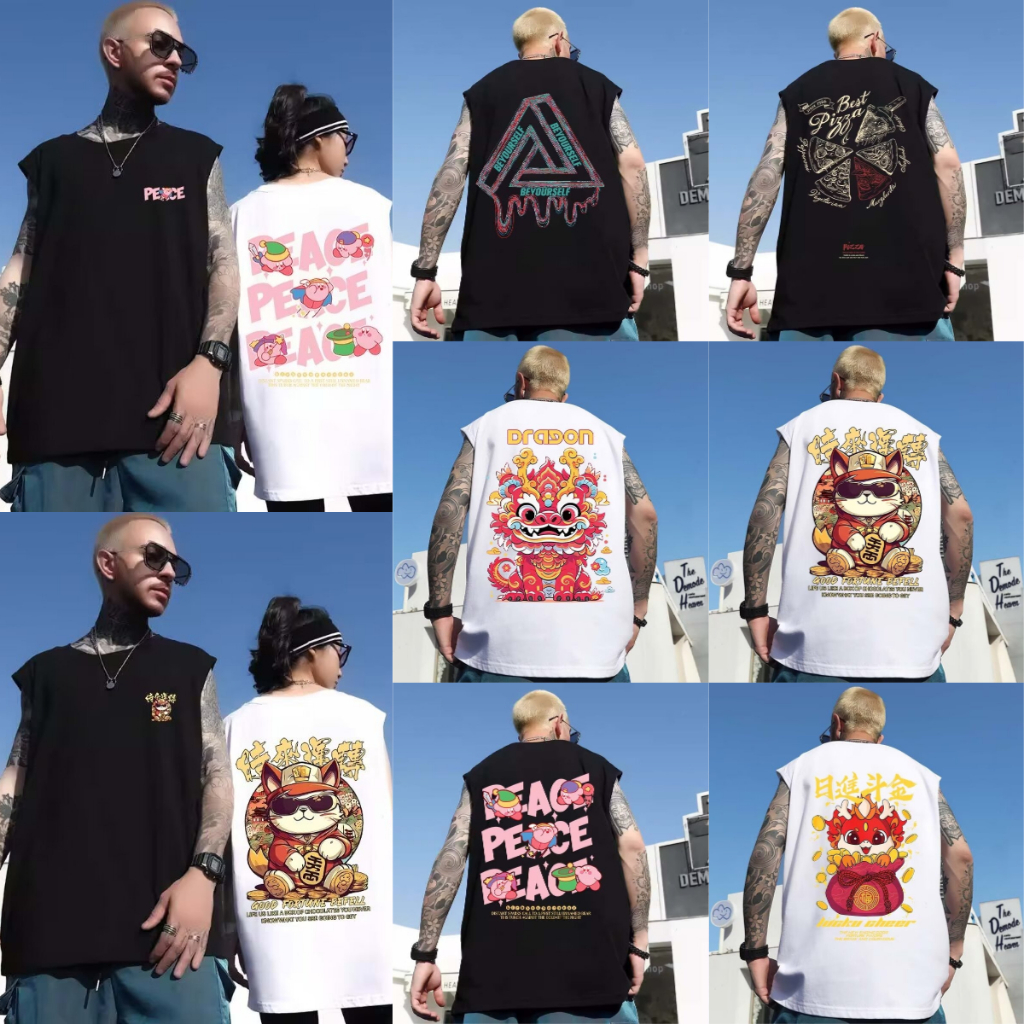 M-8XL 港版無袖背心男上衣 男生坦克 大尺碼 情侶夏季潮流籃球外穿坎肩寬松健身運動ins打底t恤@木吉街風男裝 | 蝦皮購物