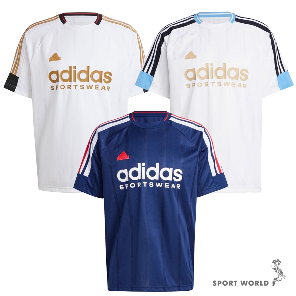 Adidas 短袖上衣 男裝 足球風 白黑/白藍/藍【運動世界】IW8867/IY4496/IY4506 | 蝦皮購物