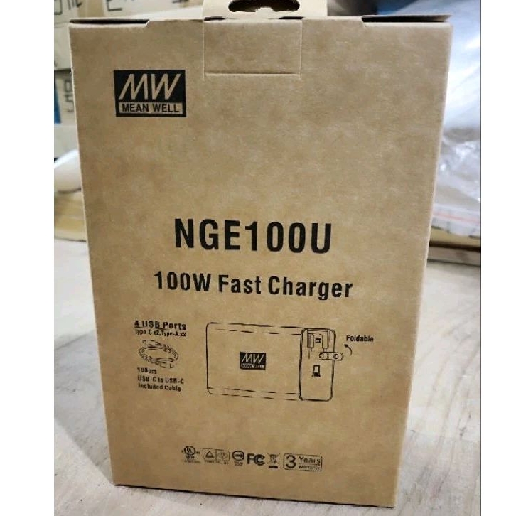 【全新現貨】 明緯 NGE100U 公司貨 台灣插座 100W GaN 氮化鎵充電器 三年保固 手機 筆電 NGE100 | 蝦皮購物
