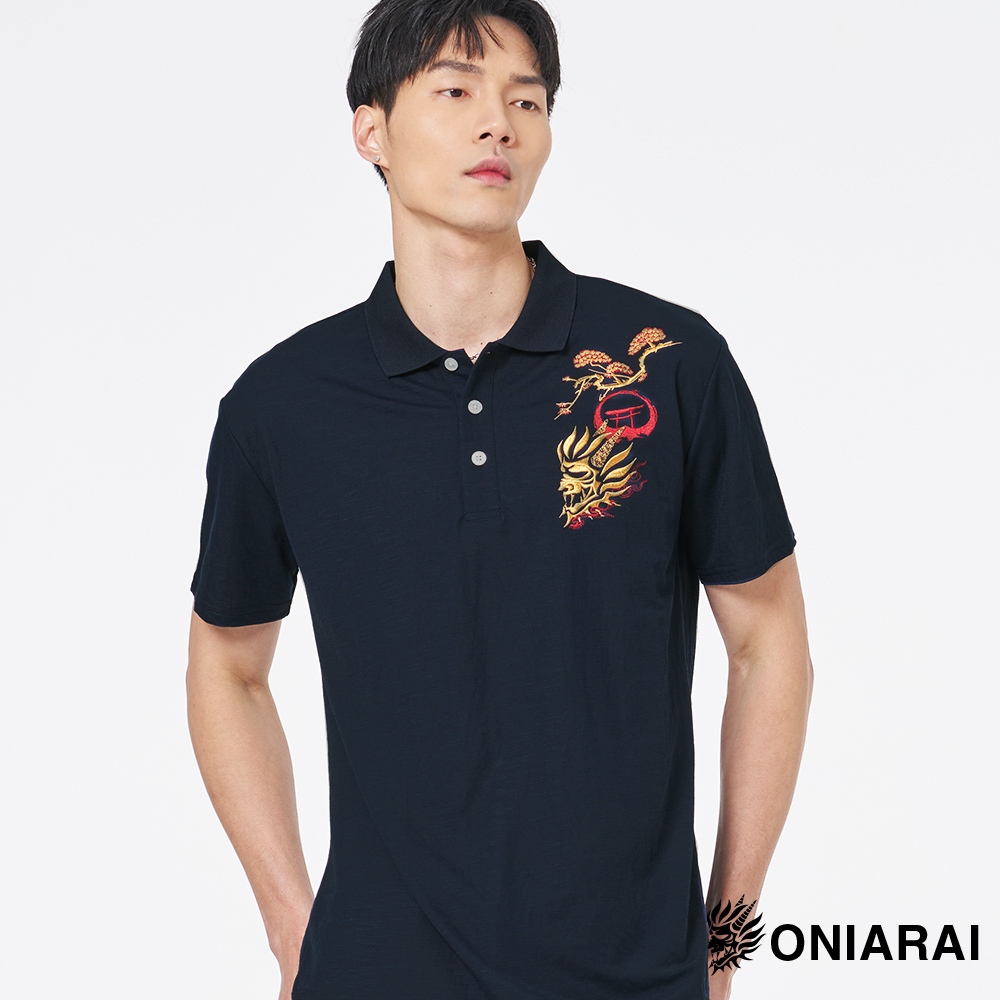 BLUE WAY 鬼洗 ONIARAI - 男款 和藝術日式元素短袖POLO衫(黑) | 蝦皮購物