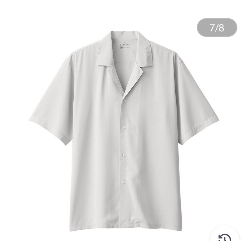 僅拆掉牌 無印良品 MUJI M號 男聚酯纖維混不易起皺涼感開領短袖襯衫淺灰 | 蝦皮購物