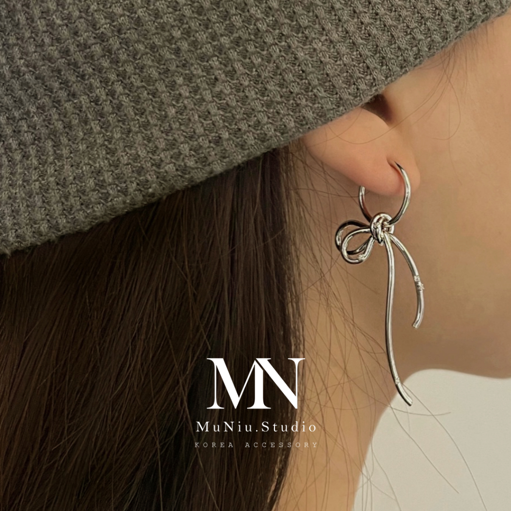 MuNiu｜s925銀針｜長尾蝴蝶結耳環．蝴蝶結耳釘 緞帶耳環 緞帶耳釘 蝴蝶結耳針 浮誇耳環 韓國耳環－全現貨賣場 | 蝦皮購物
