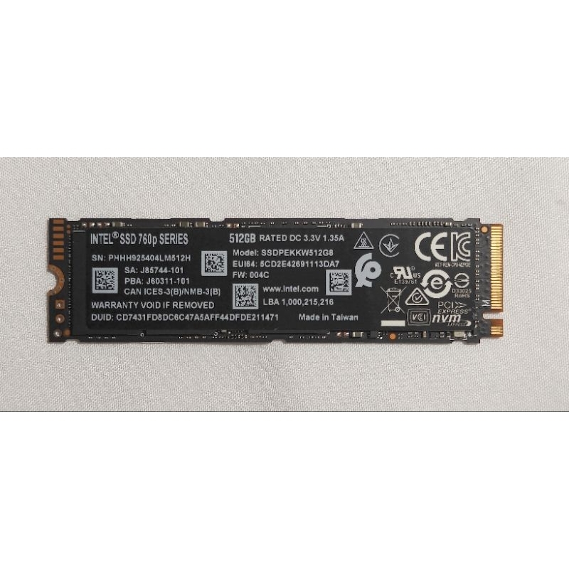 [二手] Intel 760P 512GB SSD M.2 GEN3X4，健康度>86%，660P | 蝦皮購物