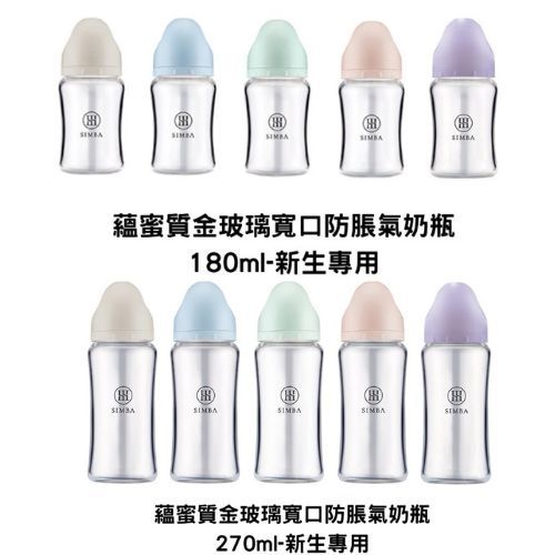 Simba 小獅王辛巴 蘊蜜質金玻璃寬口防脹氣奶瓶(180ml/270ml)-新生適用【嬰之房】 | 蝦皮購物