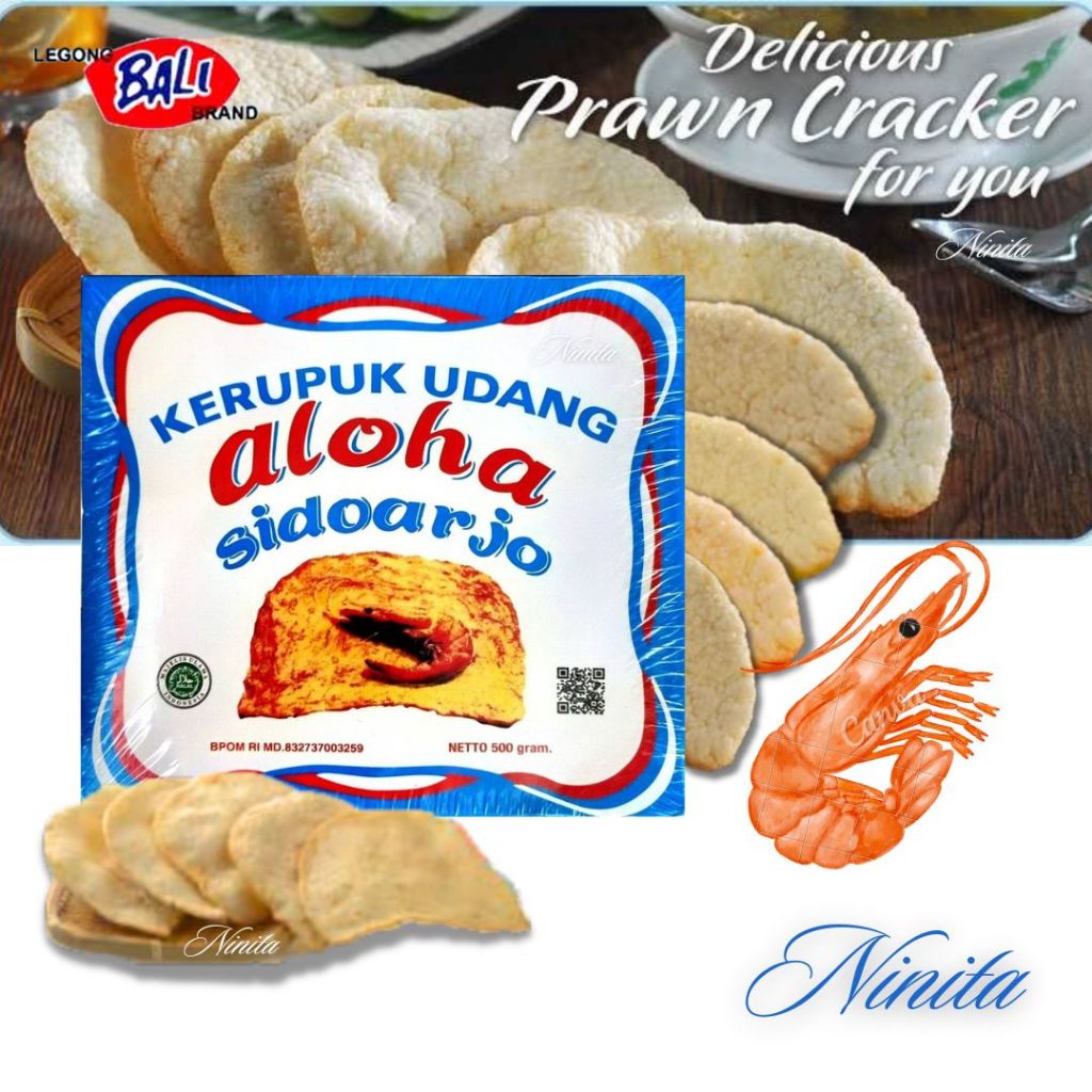 BALI Kerupuk Udang Mentah ALOHA SIDOARJO 500g 印尼 蝦餅 生蝦餅 藍盒 | 蝦皮購物