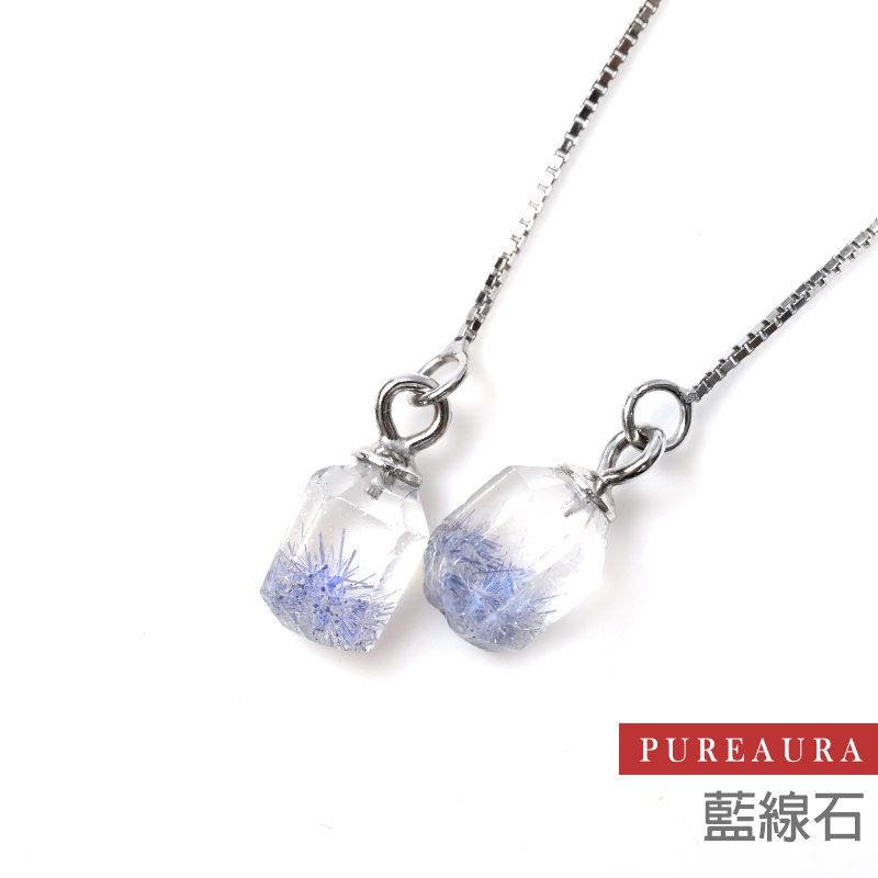 【Pureaura ® 純粹水晶寶石】頂級藍線石晶體長垂墜耳環 | 蝦皮購物