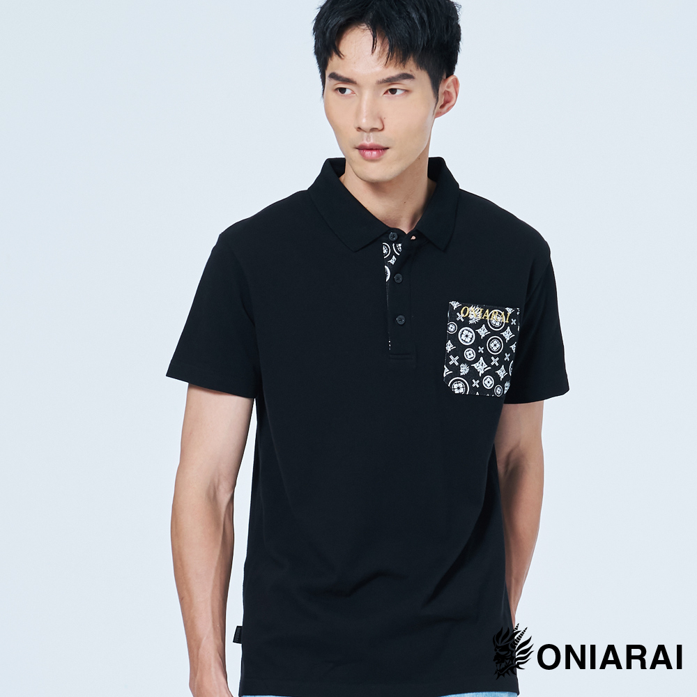 BLUE WAY 鬼洗 ONIARAI - 男款 大和魂家紋元素滿版短袖POLO衫(黑) | 蝦皮購物