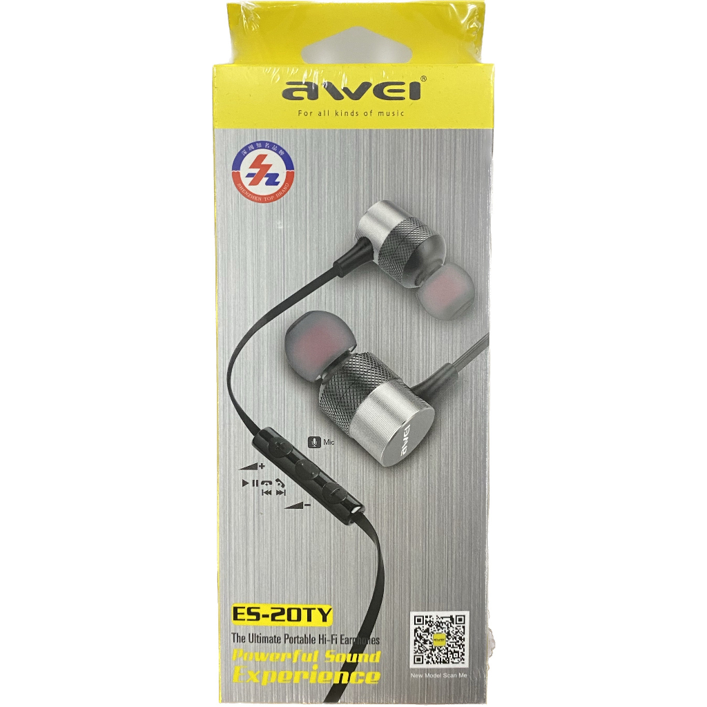 台灣現貨 AWEI 用維 ES-20TY 入耳式耳機 立體聲 有線耳機 可以講電話 3.5MM耳機 耳塞式耳機 | 蝦皮購物