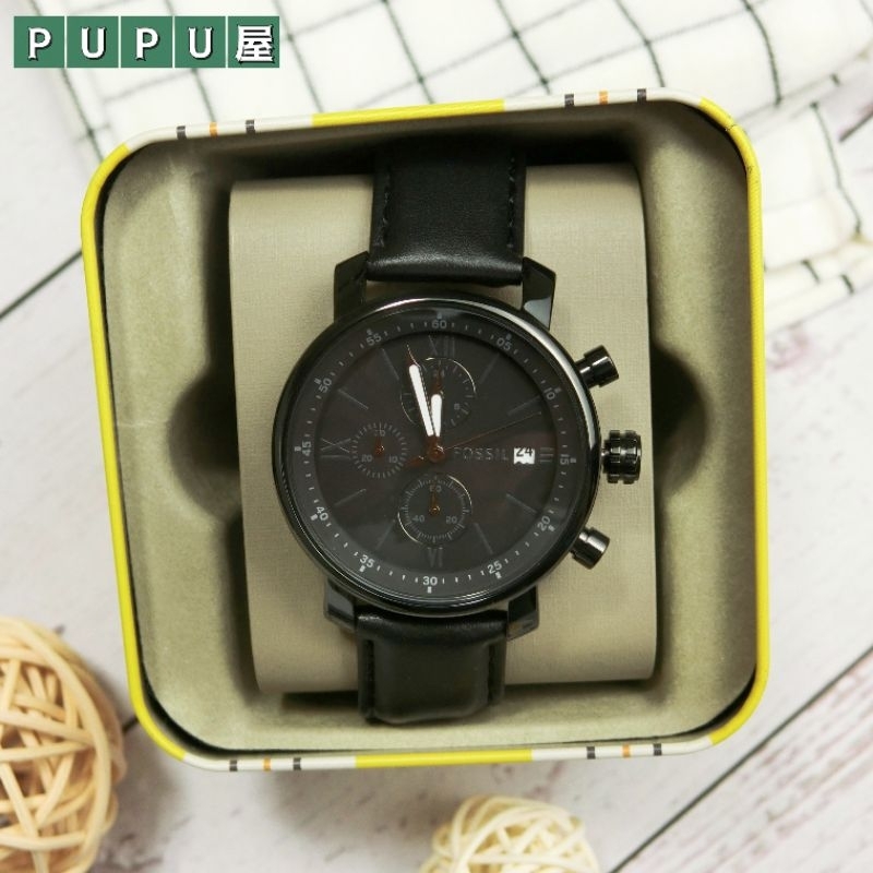 *PUPU屋* FOSSIL BQ1703 三眼 皮革 錶帶 手錶 腕錶 全新 現貨 | 蝦皮購物