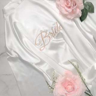 BABIYO 台灣現貨+預購 晨袍 睡袍 睡衣趴 新娘睡袍 伴娘晨袍 伴娘禮物 閨蜜冰絲晨袍珍珠白 | 蝦皮購物