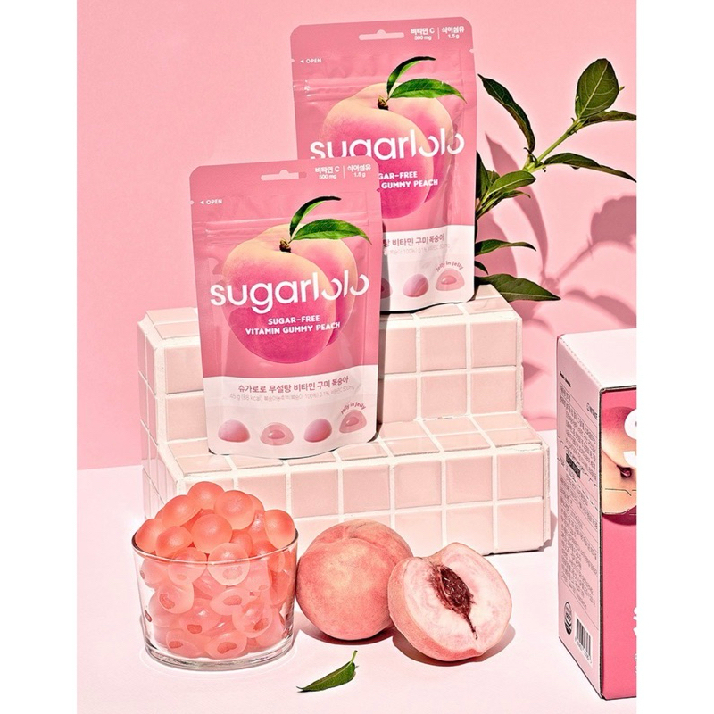 🇰🇷韓國代購預購🇰🇷Sugarlolo 無糖維他命水蜜桃軟糖/45g | 蝦皮購物