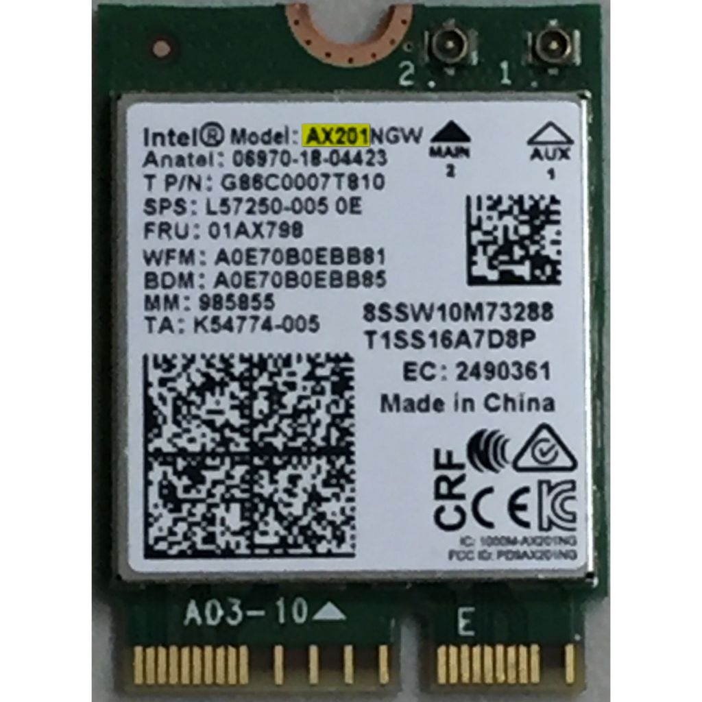 (CNVio2型) AX201 M.2雙頻無線網卡(wifi-6+藍芽5.2)+(長擋板+線材2條)+壓板.天線另售 | 蝦皮購物