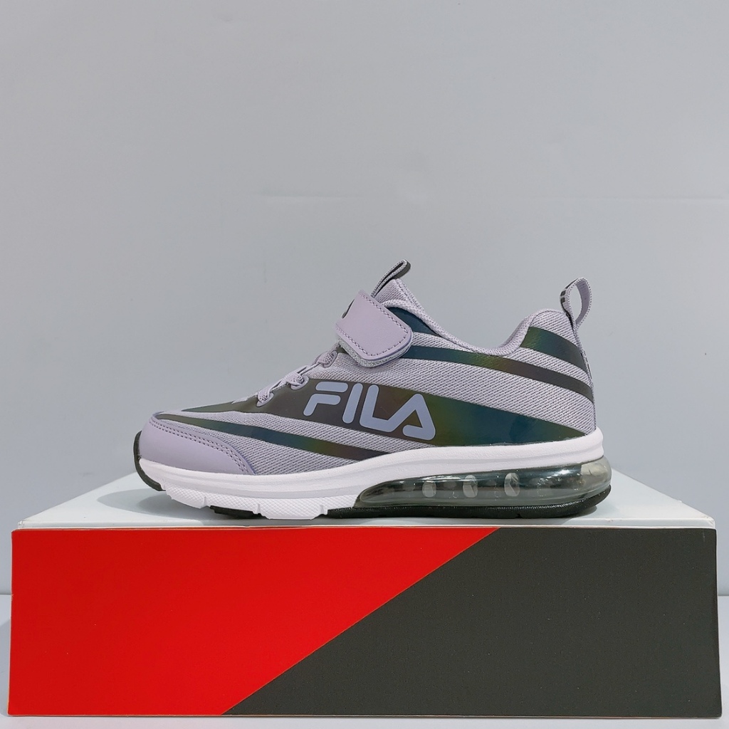 FILA 中童 紫色 舒適 康特杯 足弓支撐 魔鬼氈 氣墊 運動 慢跑 休閒鞋 3-J407Y-990 | 蝦皮購物