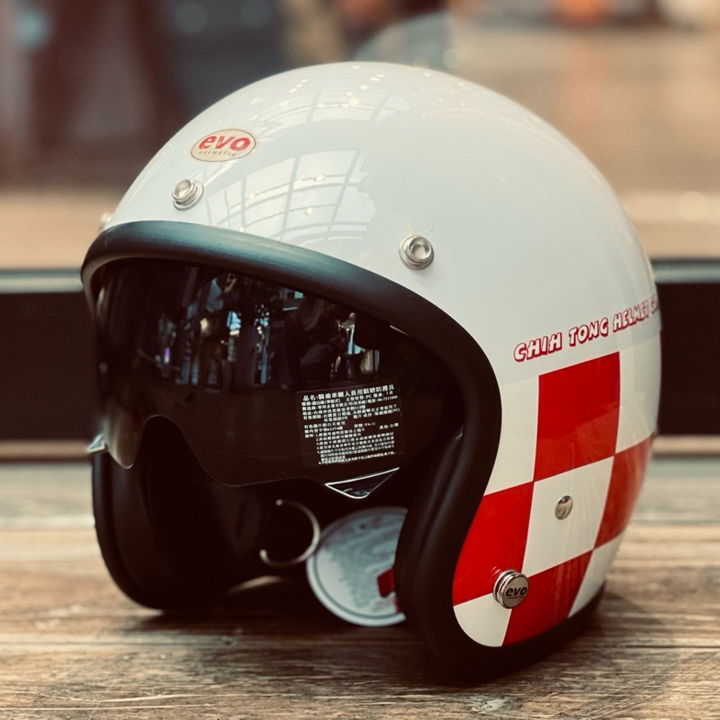 GOODBOY 好孩子合作社 EVO安全帽 賽車格 棋盤格 復古帽 CA312內鏡 3/4罩 CA312S 彩繪 輕擋車 | 蝦皮購物
