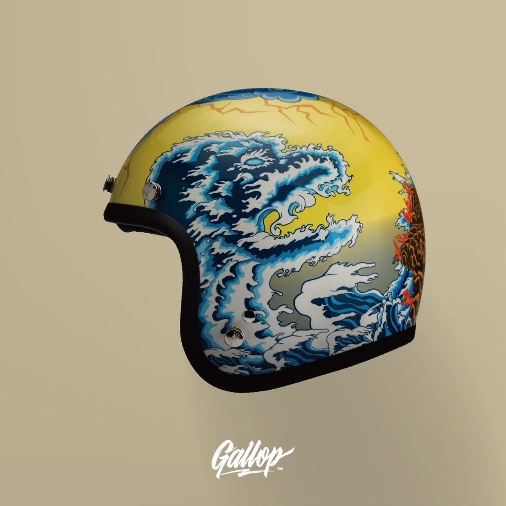 藝術家Jimmy Tsai x Gallop - 山海觀藝術 3/4半罩安全帽 黃昏款 | 蝦皮購物