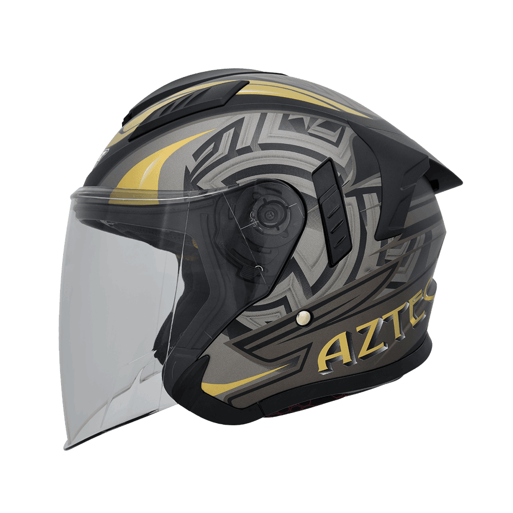 M2R VO-1 安全帽 VO1 #1 阿茲特克 消光黑銀 加長鏡片 內藏墨鏡 眼鏡溝槽 耳機槽 金屬排齒扣 半罩 | 蝦皮購物