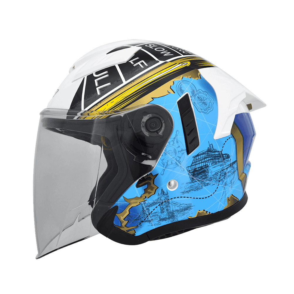 M2R VO-1 安全帽 VO1 #2 鐵達尼號 珍珠白藍 加長鏡片 內藏墨鏡 眼鏡溝槽 耳機槽 金屬排齒扣 半罩 | 蝦皮購物