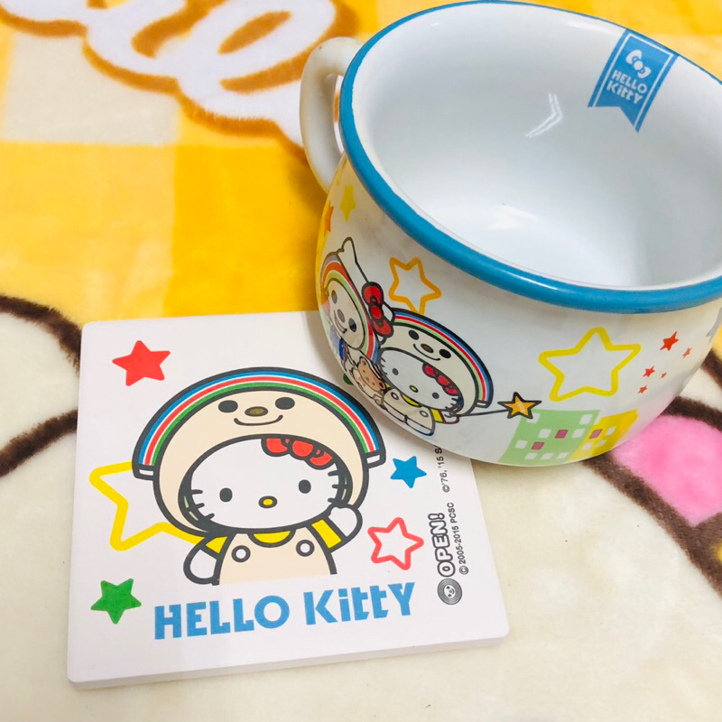 三麗鷗 Hellokitty 陶瓷馬克杯 吸水杯墊組 凱蒂貓 仿琺瑯馬克杯碗組 KT 正版授權 聯名 台灣風 陶瓷杯 | 蝦皮購物