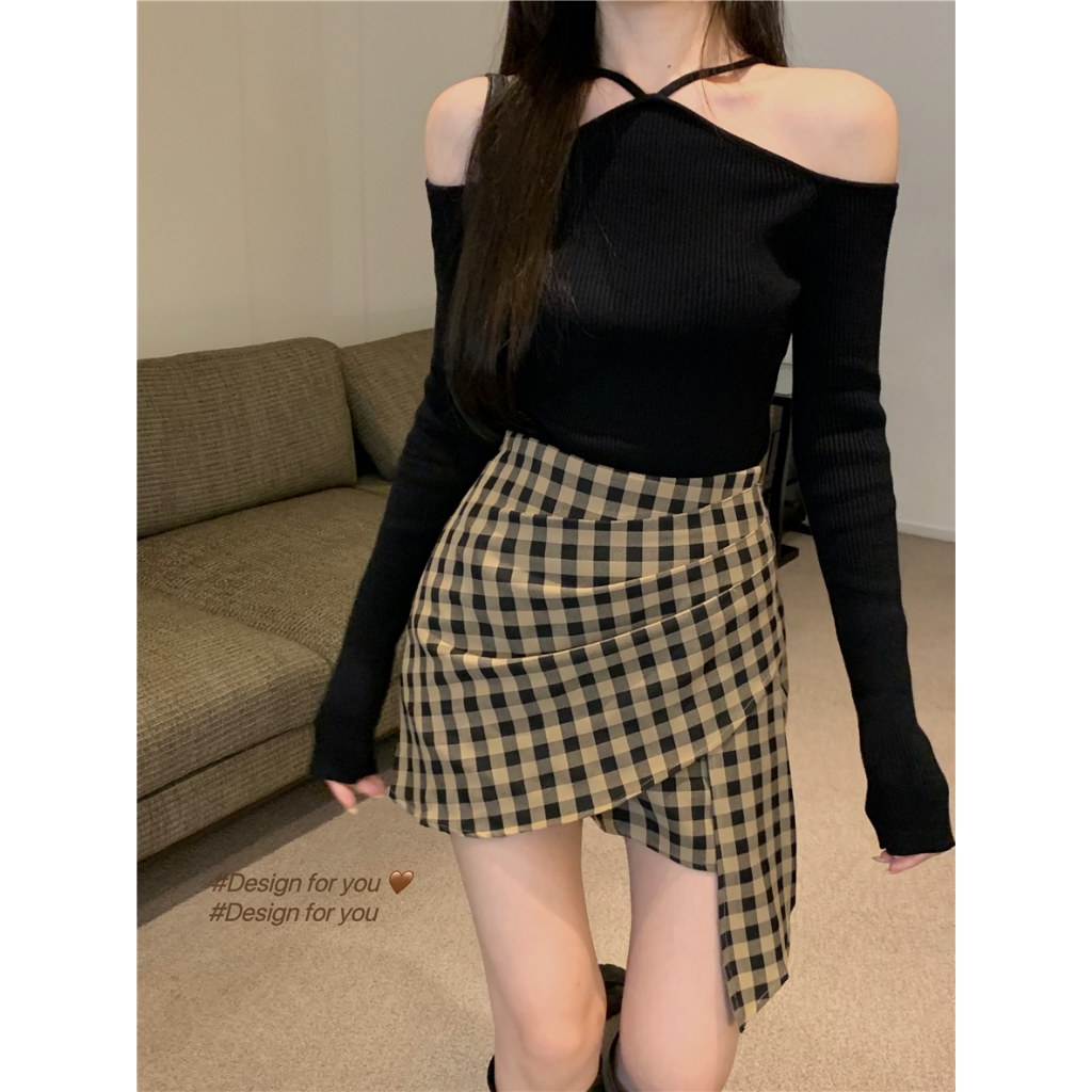 辣妹穿搭格子不規則半身裙(C1249-1) | 蝦皮購物