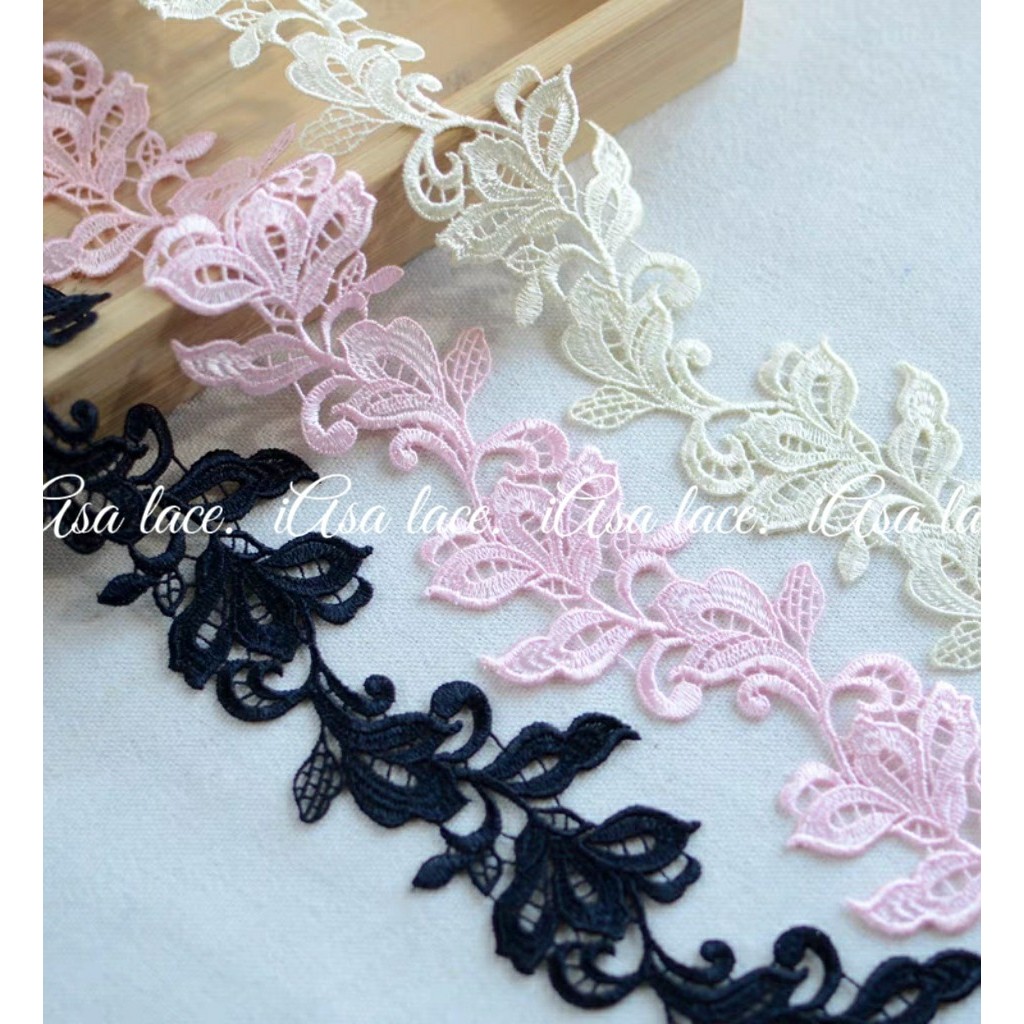 《iAsa愛莎の》手作材料 黑色白色水溶刺繡蕾絲花邊diy服裝製衣材料花邊輔料 | 蝦皮購物