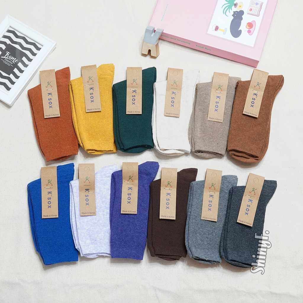韓國襪子 K'sox 素色 坑條 多款 大地色 糖果色 長襪 女襪 韓襪 韓國襪 襪子 現貨 | 蝦皮購物