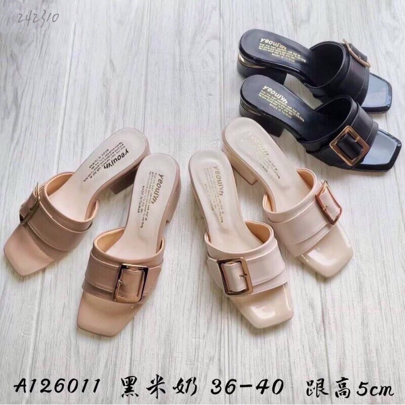 【Joyishoes 台灣出貨】台灣製 高跟涼拖鞋 粗跟涼拖鞋 一字涼拖鞋 高跟方頭涼拖鞋#6011 | 蝦皮購物