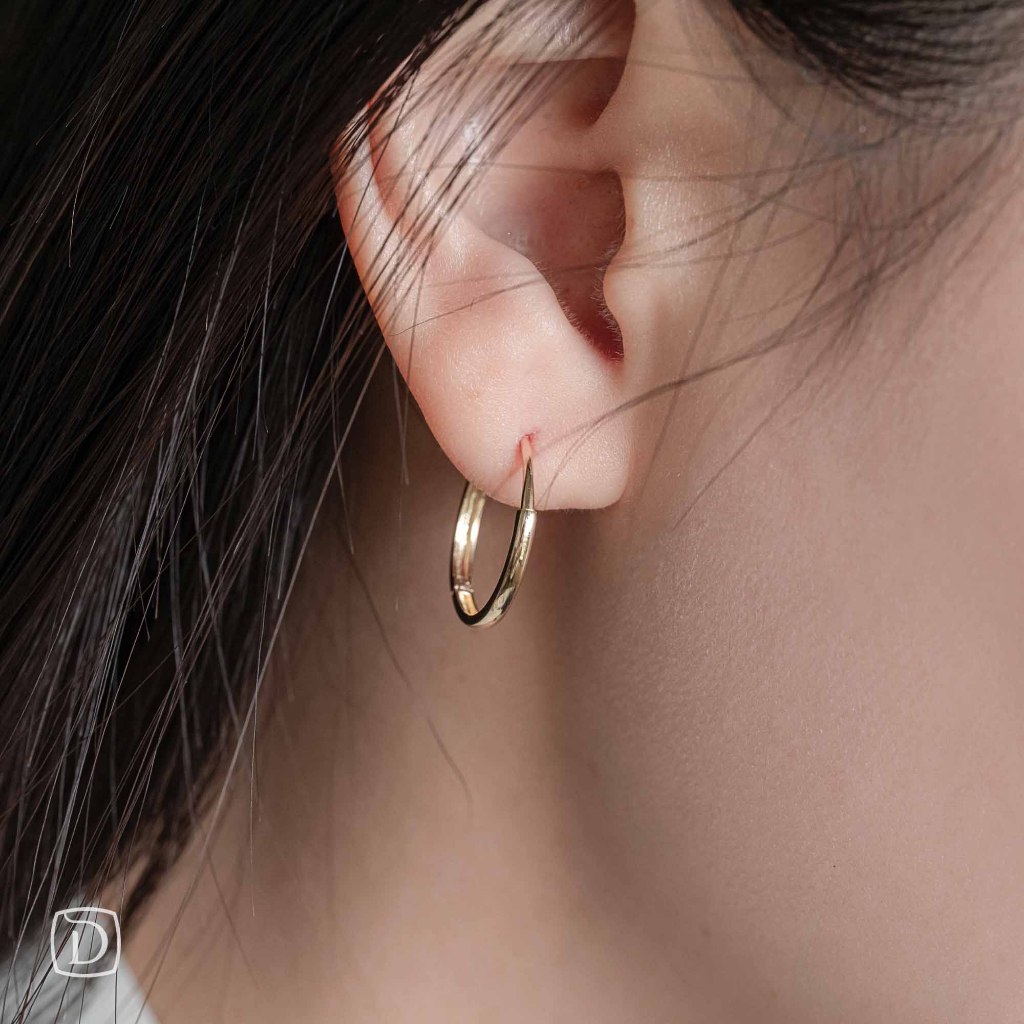 【Dahlia】正韓14K經典素面耳圈(18mm)【kc46】 | 蝦皮購物