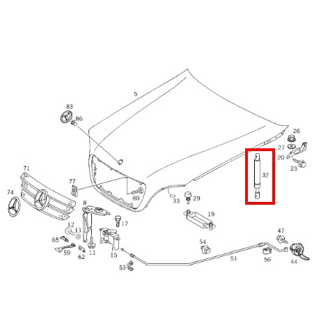 賓士 BENZ W163 引擎蓋頂桿 引擎室 前艙蓋 發動機罩 撐桿 油壓桿 1638800029 | 蝦皮購物