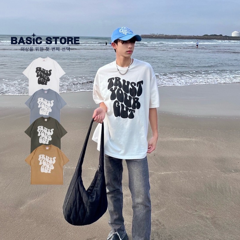 【BASIC】24H出貨｜韓國 發泡字母短T 寬大版型 厚磅 非薄款 模特實拍 四色 質感 發泡 百搭 韓系 模特實拍 | 蝦皮購物