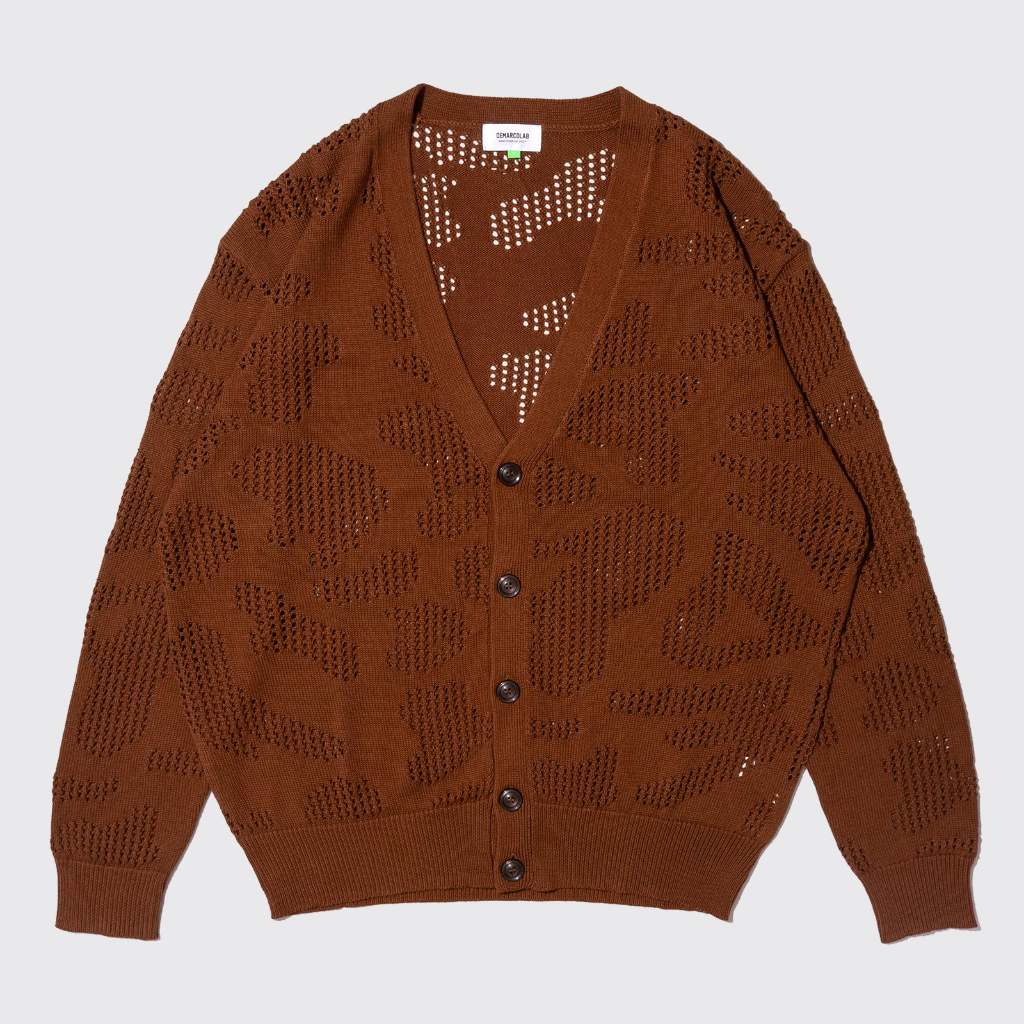 nihongdao DEMARCOLAB - CAMO VENT KNIT CARDIGAN (BRONZE) | 蝦皮購物