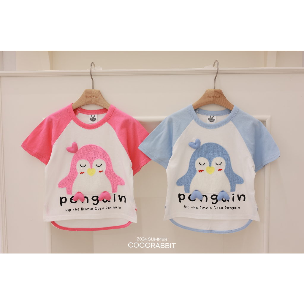 正韓 cocorabbit 2024夏季新品 全新 韓國童裝 愛心 企鵝 短袖 上衣(2色) B0423 | 蝦皮購物