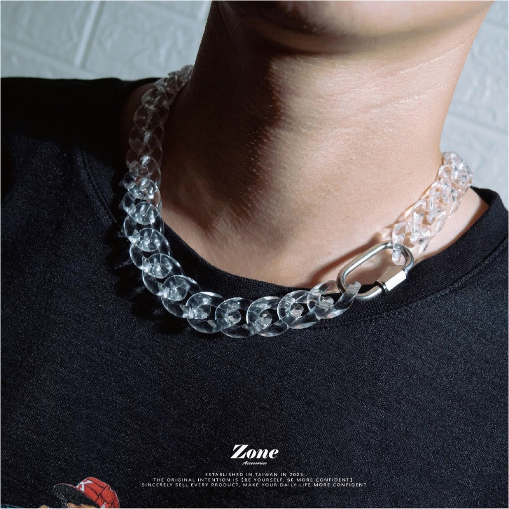 zzStore | 『現貨』透明壓克力 保險扣 短鍊 項鍊 / 鈦鋼 / 飾品 / 項鍊 Z062 | 蝦皮購物