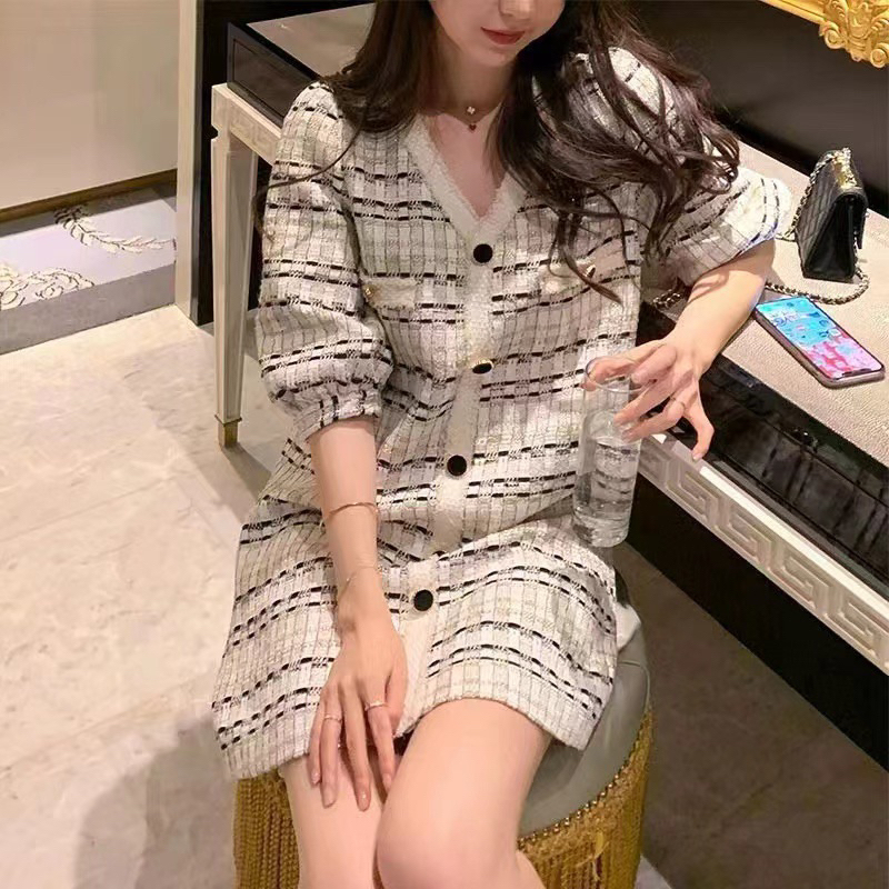 🎀Hanagirl 新款 🌸正韓 粗花呢小香風洋裝 E019 | 蝦皮購物