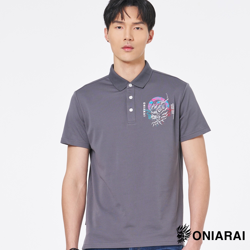 BLUE WAY 鬼洗 ONIARAI - 男款 和藝術彩色側鬼短袖POLO衫(灰) | 蝦皮購物