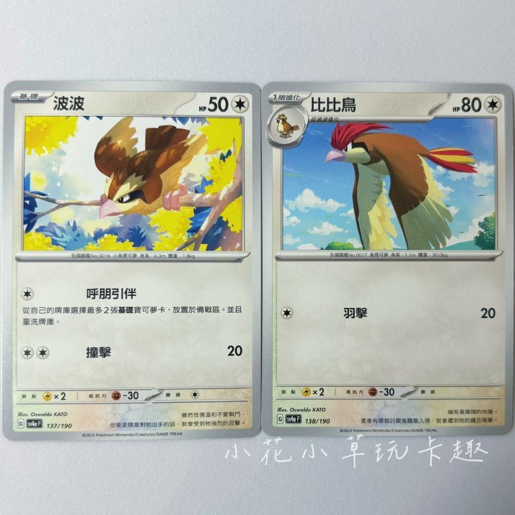 *小花小草* 波波 比比鳥 中文版 sv4a PTCG 寶可夢 137.138/190 閃色寶藏 普卡 | 蝦皮購物