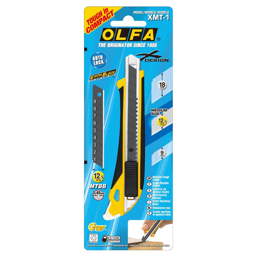 【含稅附發票】現貨中型美工刀XMT-1/3BB自動卡鎖左撇子左手黑色黑刃MTBB-10B刀片MTB-10B日本OLFA | 蝦皮購物