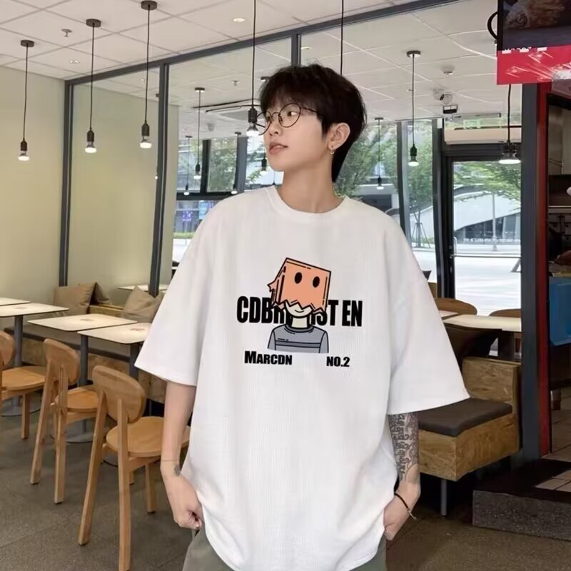 M-8XL 男生韓版印花短袖 情侶短T恤 韓版寬鬆短t 男生短t 男生衣著 男生五分袖 大學t 班服 半袖 男生休閒上衣 | 蝦皮購物