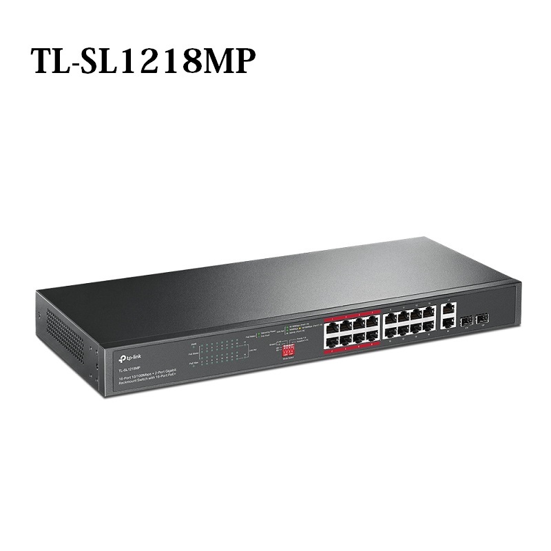 TP-LINK TL-SL1218MP 16埠10/100Mbps 2埠Gigabit 含16埠PoE+ 機架型交換器 | 蝦皮購物
