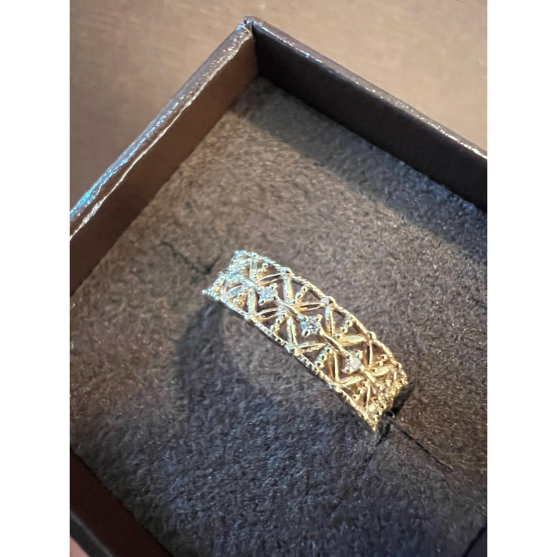 Nojess 10k 寬版 鑽石 蕾絲戒 鏤空 雕花 約2.5號 戒指 尾戒 極新 | 蝦皮購物
