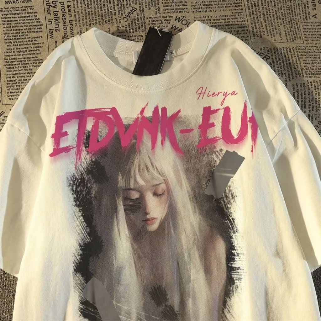 【爆款推薦】M-8XL短袖 100%純棉T恤 夏季歐美設計感印花寬鬆大尺碼短袖t恤男女港風情侶裝上衣ins五分袖/夢 | 蝦皮購物