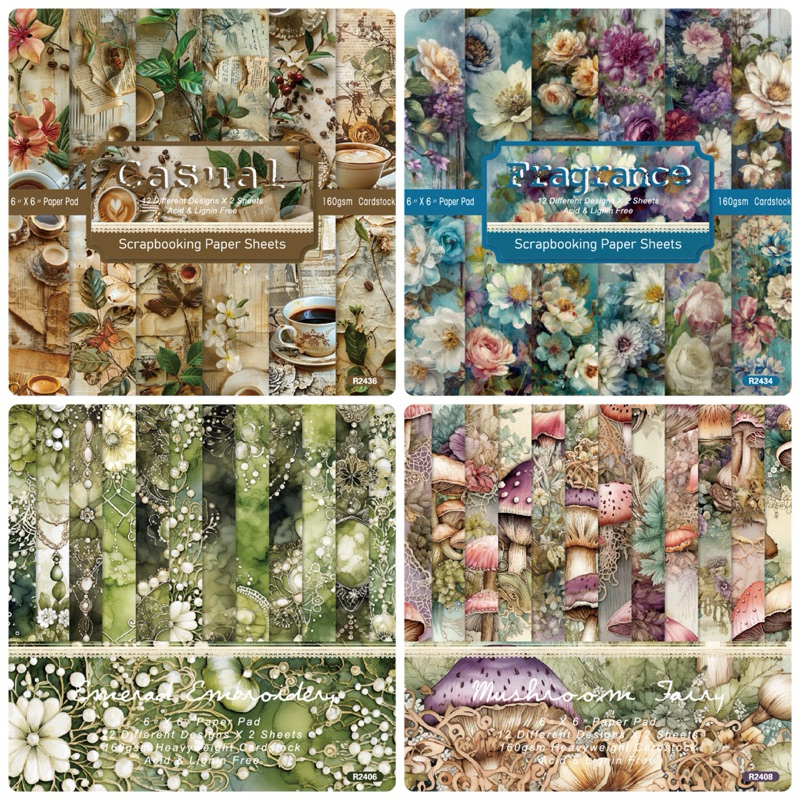 C.S小屋♥美編襯紙2024 現 6吋160g 24張入單面素材紙 裝飾紙 剪貼拼貼diy卡片手帳 手工手作相簿相冊襯紙 | 蝦皮購物