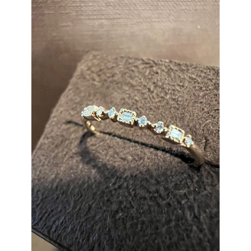 Agete 10k 方鑽 鑽石 戒指 線戒 | 蝦皮購物